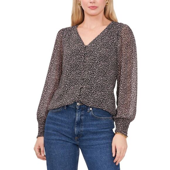 Sam and Jess | Tops | Sam And Jess Womens Black Smocked Animal Print ...